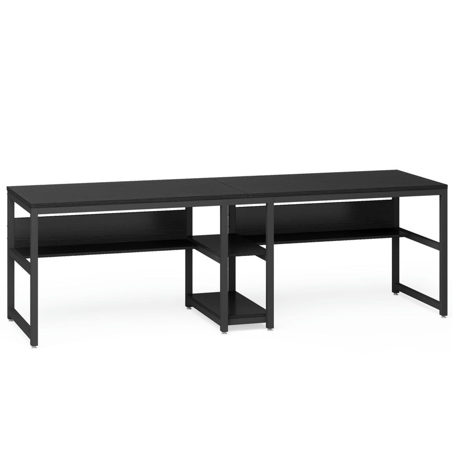 Finihen 78" Industrial Two Computer Desk with Shelves, Modern Double ...