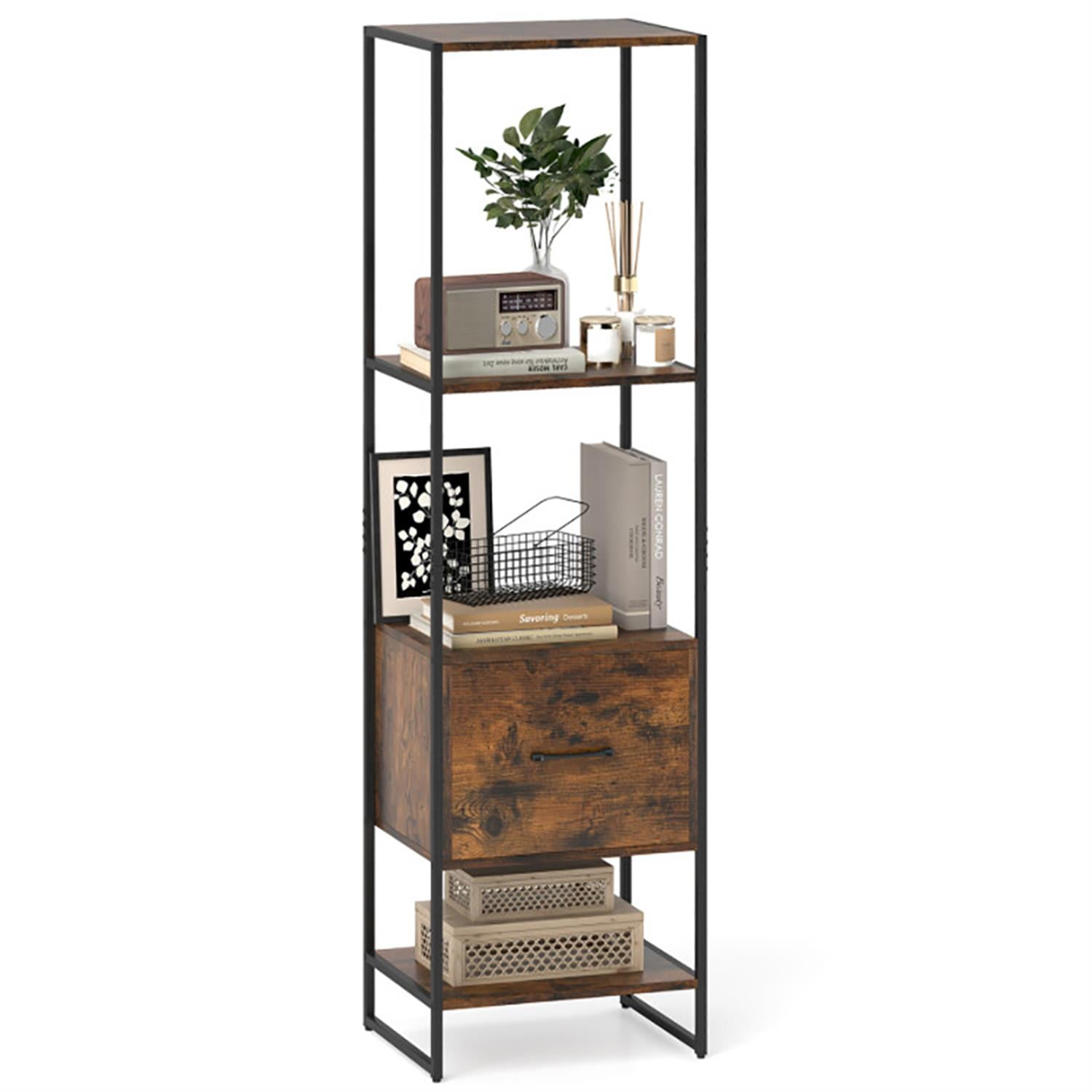 Finihen Bookshelves and Organizer Open Display Storage Shelves with ...