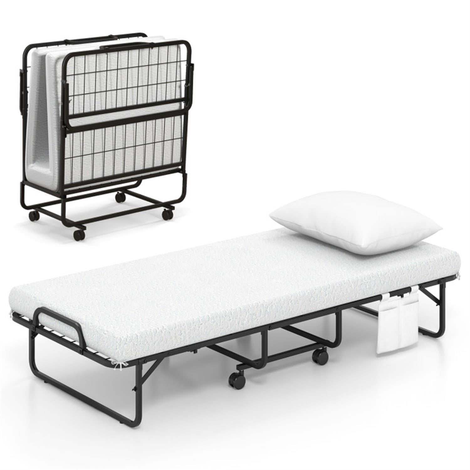 Finihen Cot Size Folding Bed with Memory Foam Mattress and Pillow ...