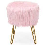 BirdRock Home Pink Faux Fur Ottoman with Hair Pin Legs - Walmart.com