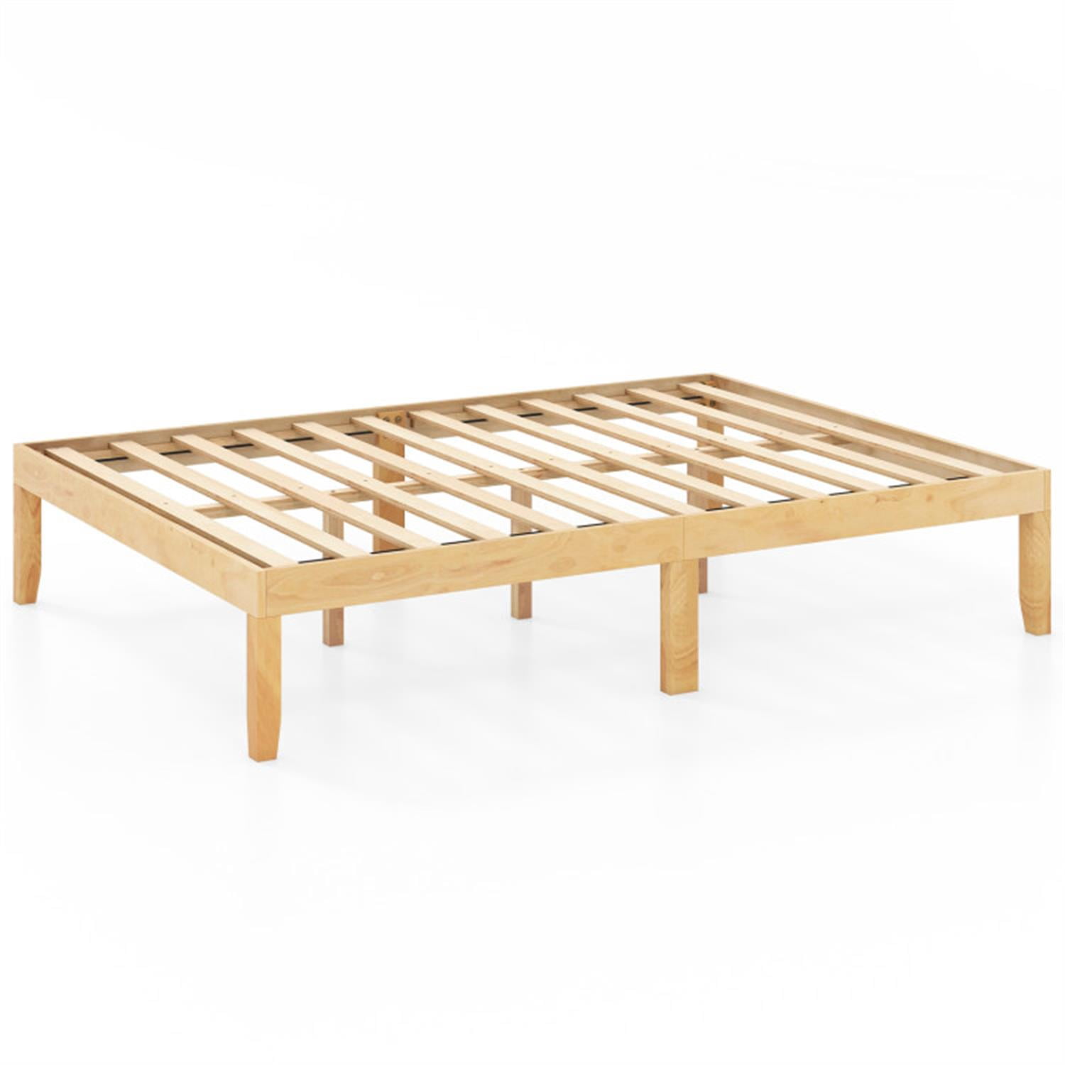 Finihen Full Size Bed Frame with Wooden Slats Support and Rubber Wood ...