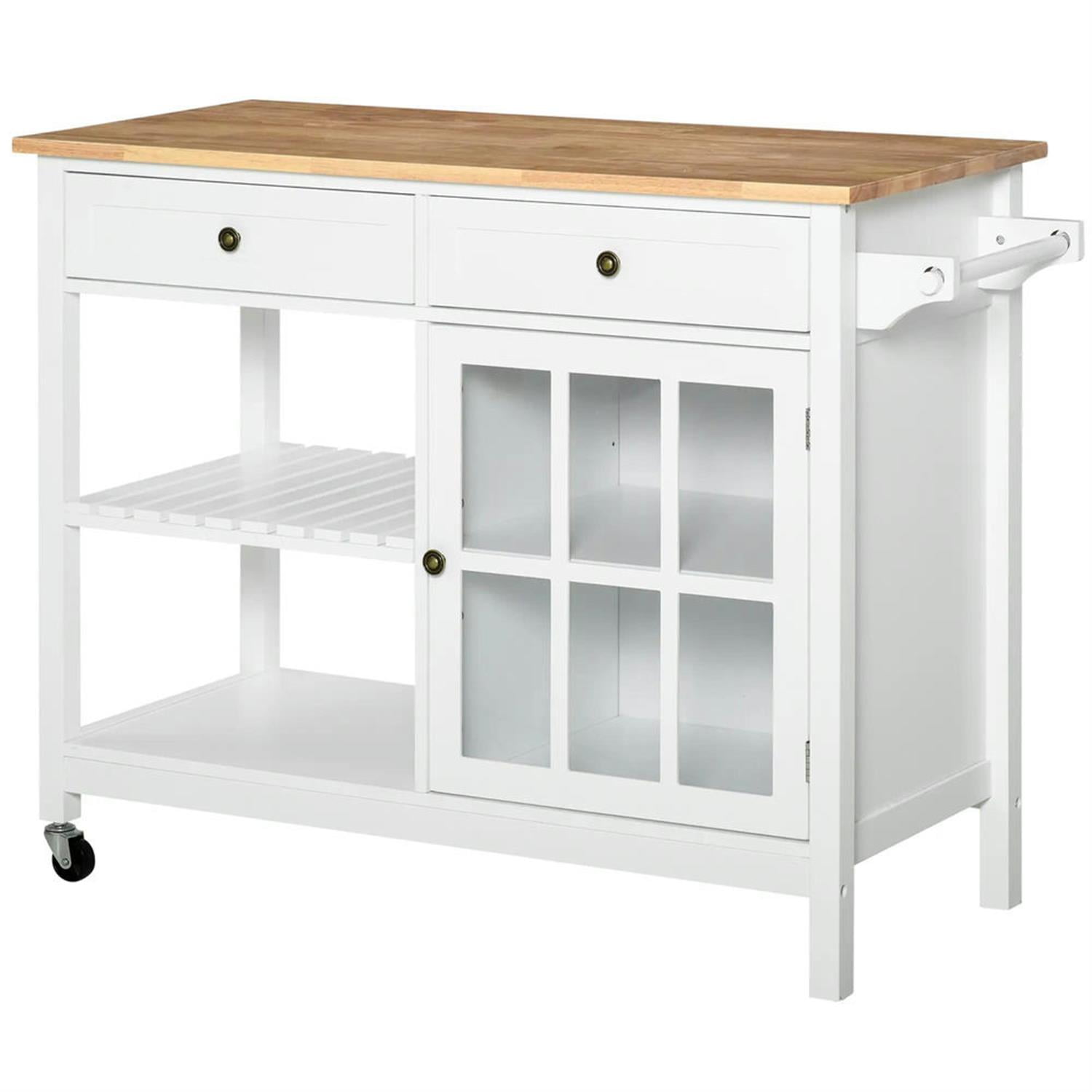 Finihen Kitchen Island Cart on Wheels with Storage, Rolling Dining Room ...