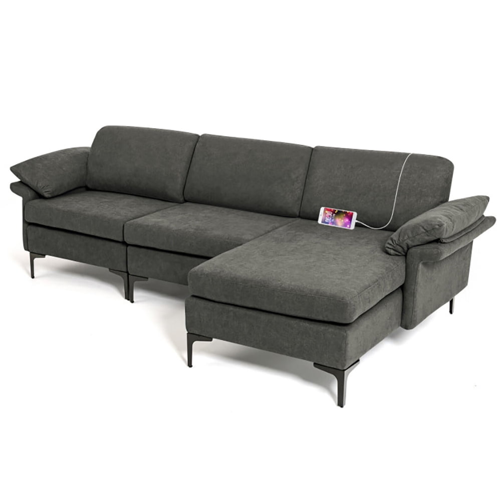 Finihen L-shaped Sectional Sofa Couch, Convertible Sectional Sofa ...