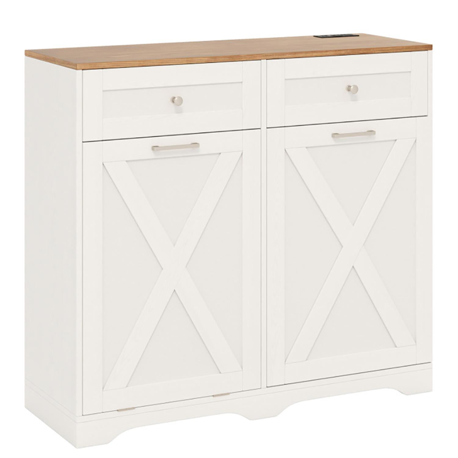 Finihen Modern 2 Drawer Storage Cabinet for Entryway with Outlets and ...