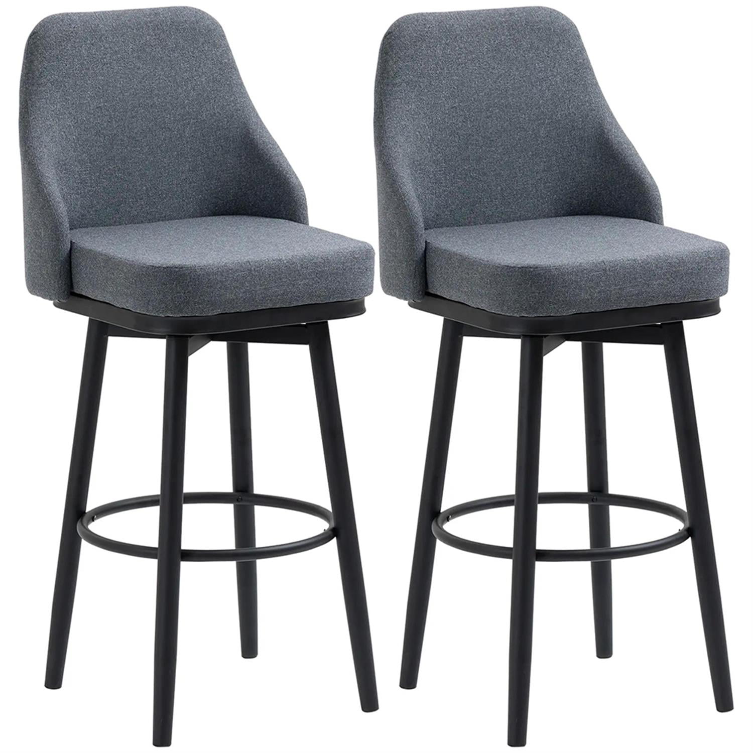 Finihen Modern 360° Swivel Bar Stool Set of 2, Cushioned Bar 29.5" Seat ...