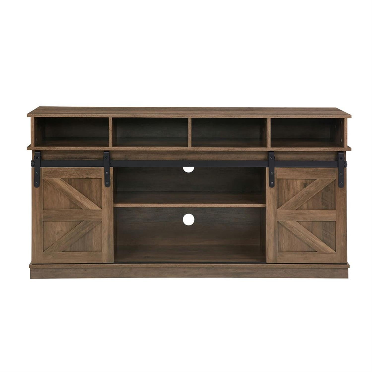 Finihen Modern TV Stand with Sliding Barn Door, Farmhouse Wood ...