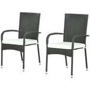 "DWVO Outdoor Dining Chairs, Rope Woven Stackable Armchairs, Tan, Patio ...