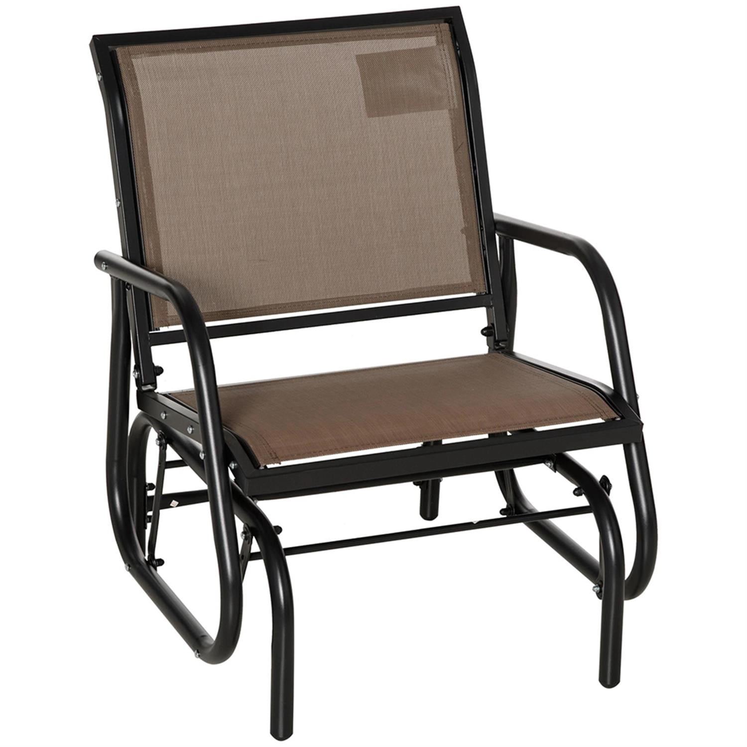 Finihen Outdoor Glider Chairs, Metal Frame Swing Glider Chair with ...