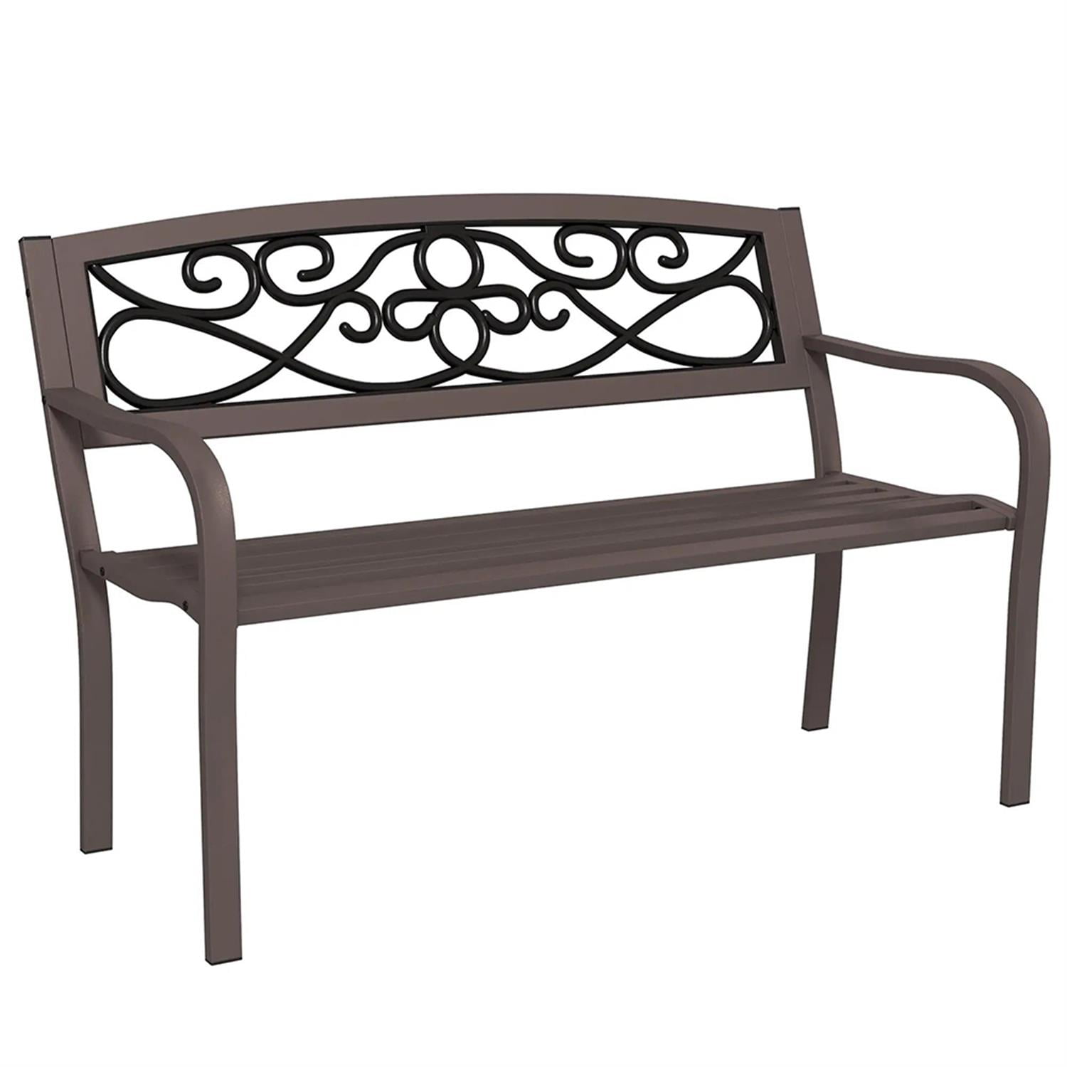 Finihen Patio Garden Bench Metal Park Bench, Outdoor Benches Furniture ...