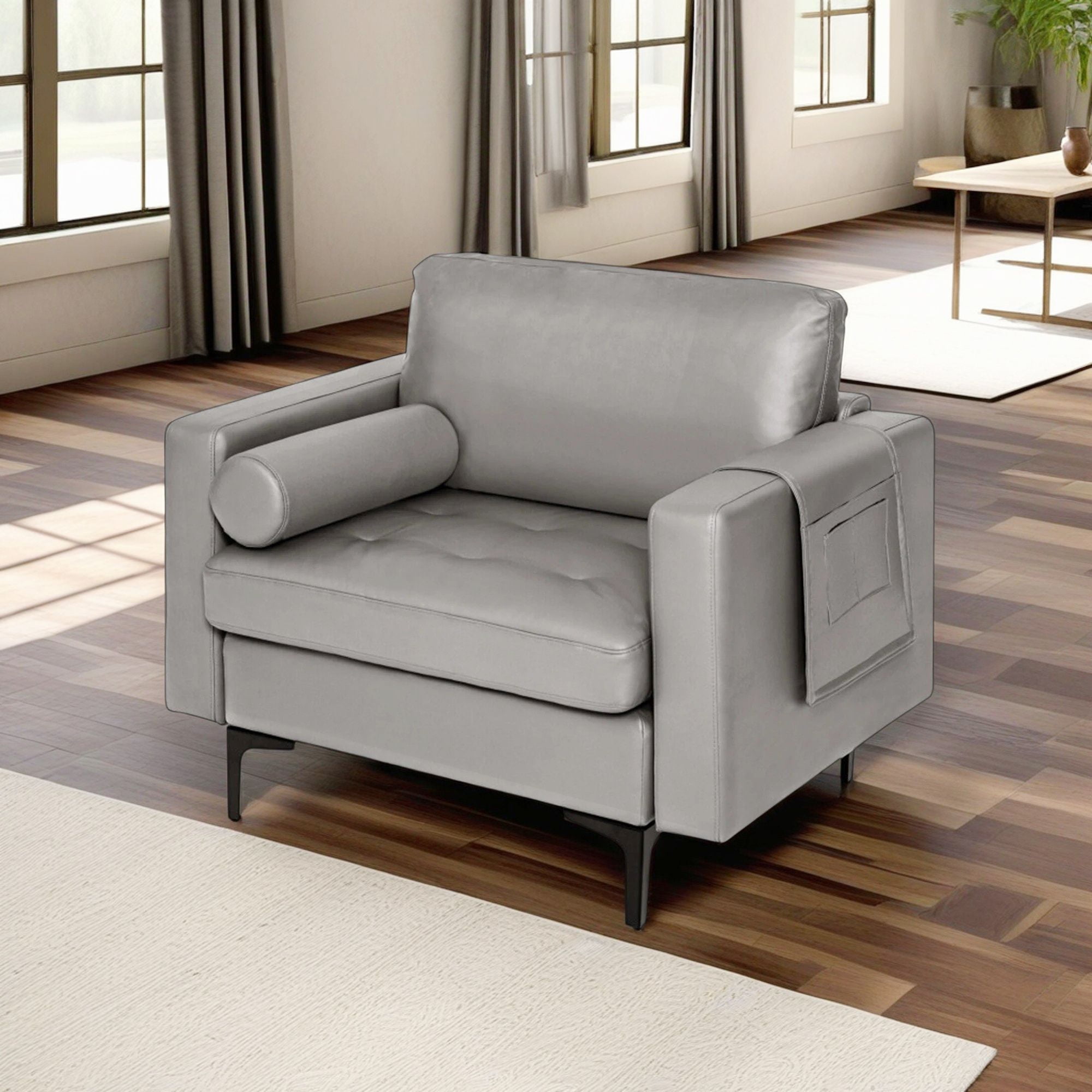 Finihen Upholstered Accent Chair, Modern Accent Chair with Bolster and ...