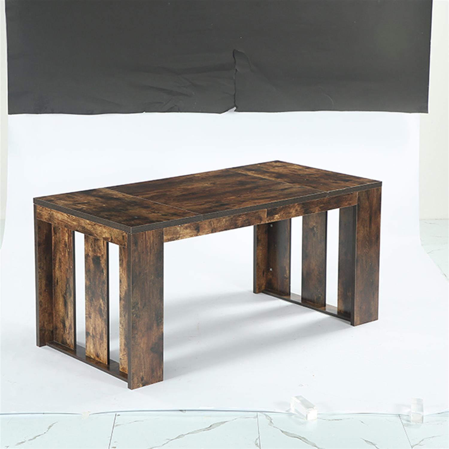 Finihen Wood Kitchen Table, 63" Farmhouse Dining Table for 4-6 People ...