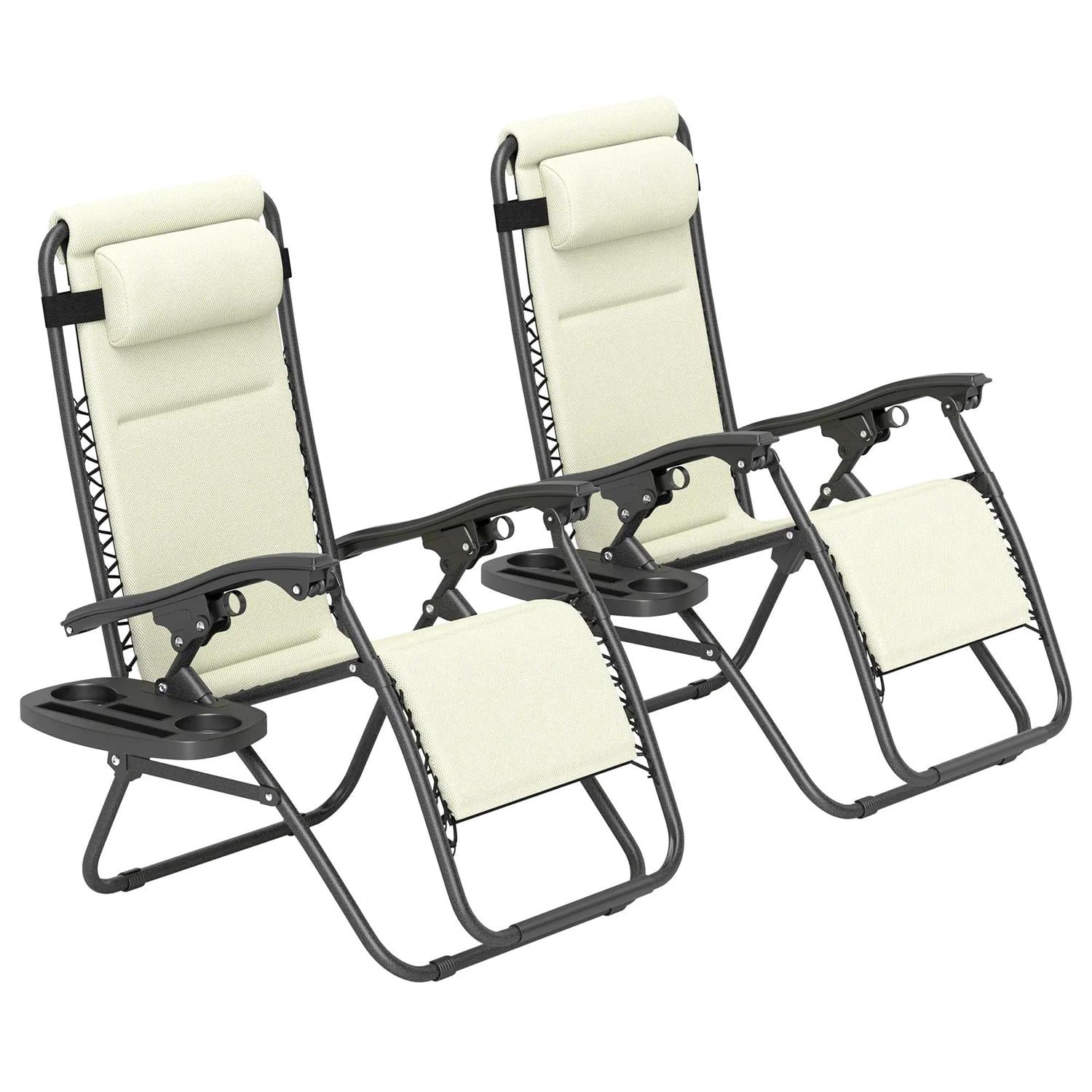 Finihen Zero Gravity Lounge Chair Set, 2 Pieces Reclining Folding ...