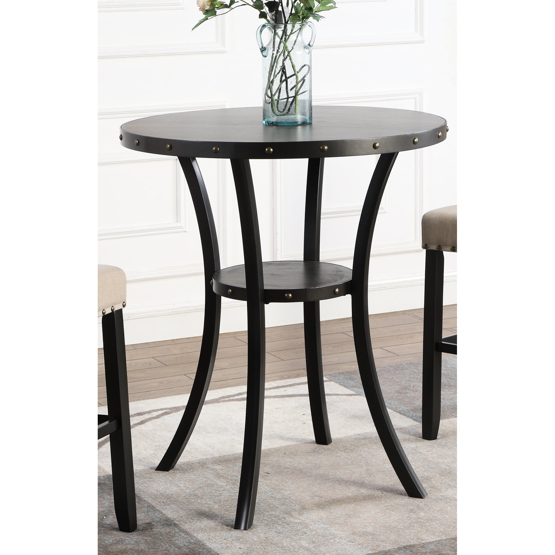 Finish 36" Round Patio Table With Nail Head Trim - Coffee Bean Look ...