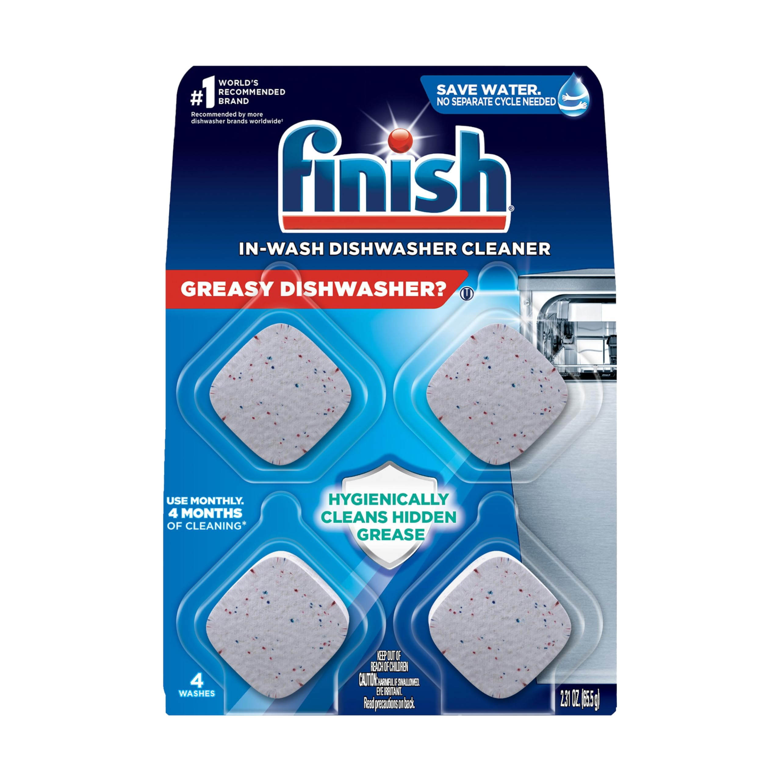Finish Dishwasher Cleaner Tablets, In-Wash Cleaner, Removes Grease and ...