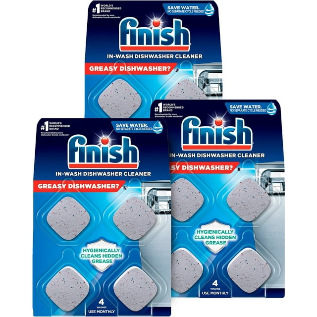 Finish Dishwasher Cleaner Tablets, 12 count, Hygienically Cleans Hidden ...