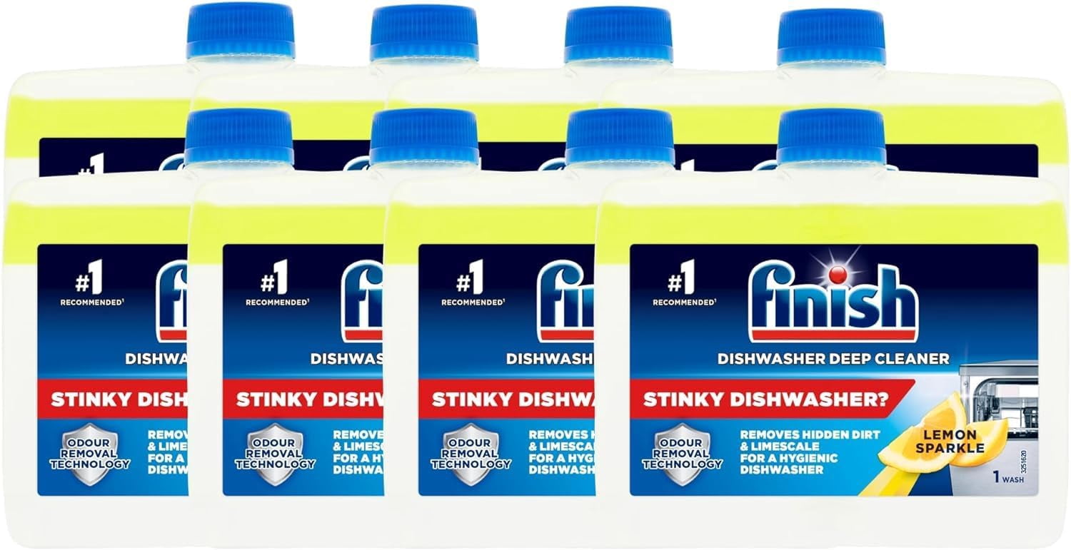 Finish Dual Action Dishwasher Cleaner Lemon Sparkle 250 ml (Pack of 8 ...