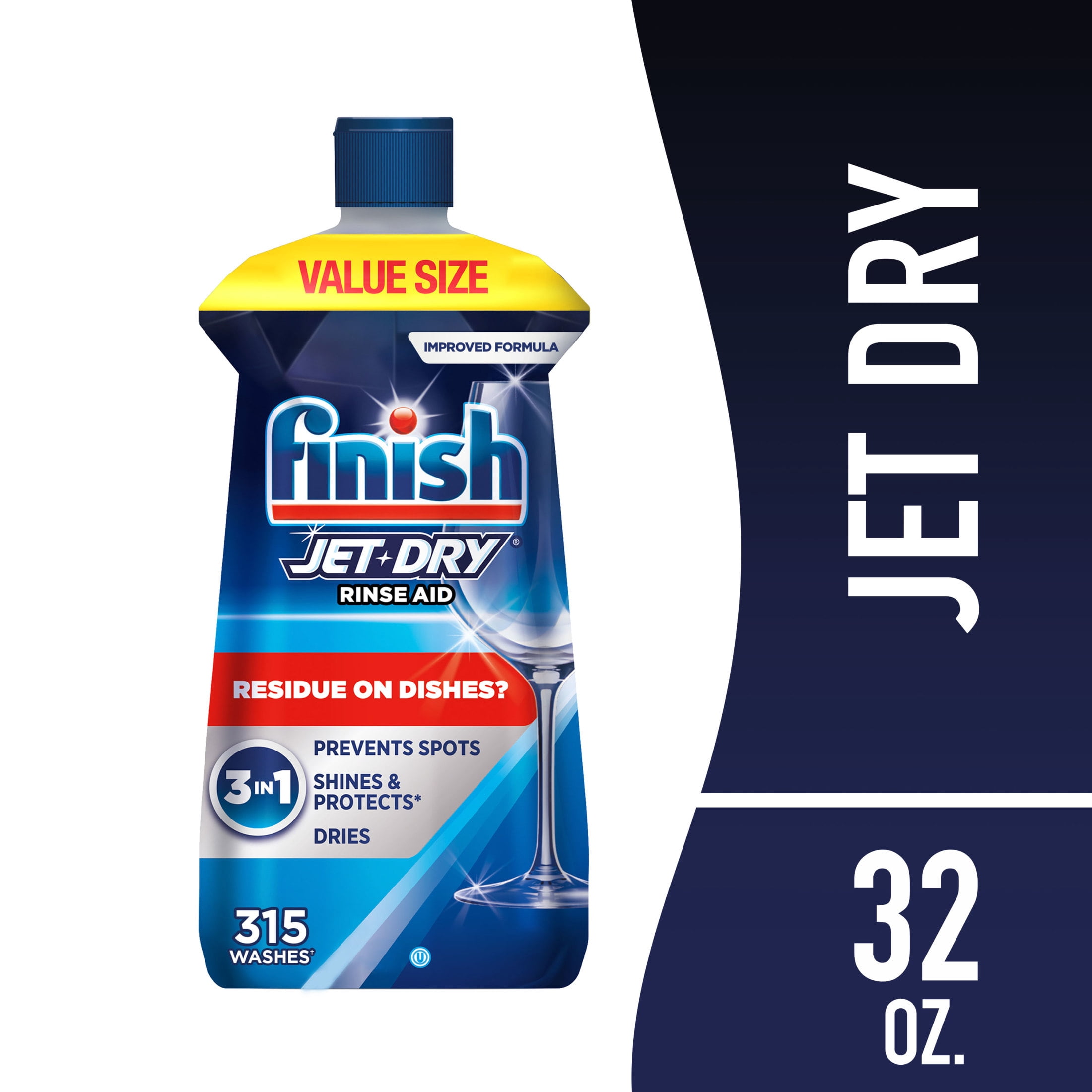 Finish Jet-Dry Rinse Aid Dishwasher Cleaner, 32oz, Spot Removal ...