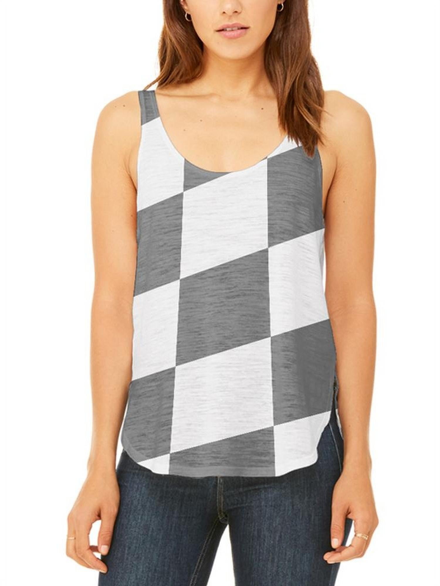 Finish Line Checkered Flag Wave Juniors Flowy Side Slit Tank Top Multi ...