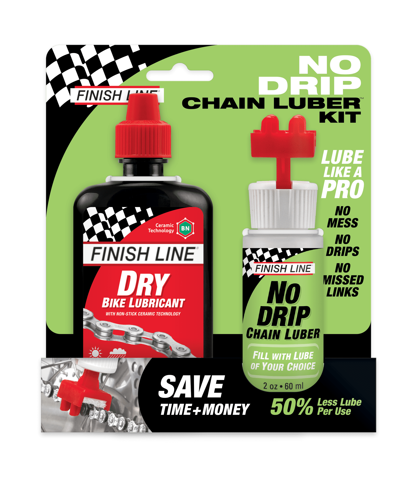 Finish Line No Drip Bicycle Chain Luber Kit 4 oz - Bicycle Lubricant, 1 ...