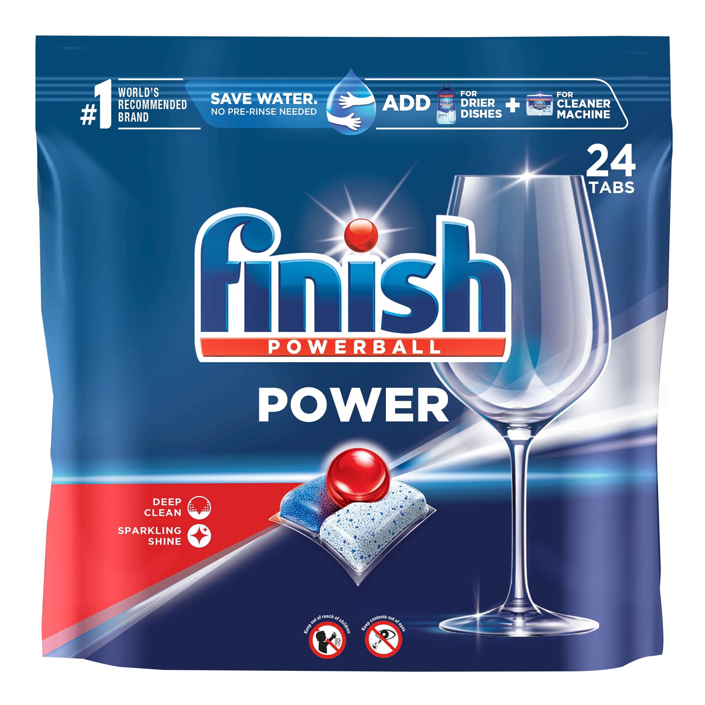 Finish, Dishwasher Detergent Tablets, 24ct Powerball Tabs, Clean Fresh ...
