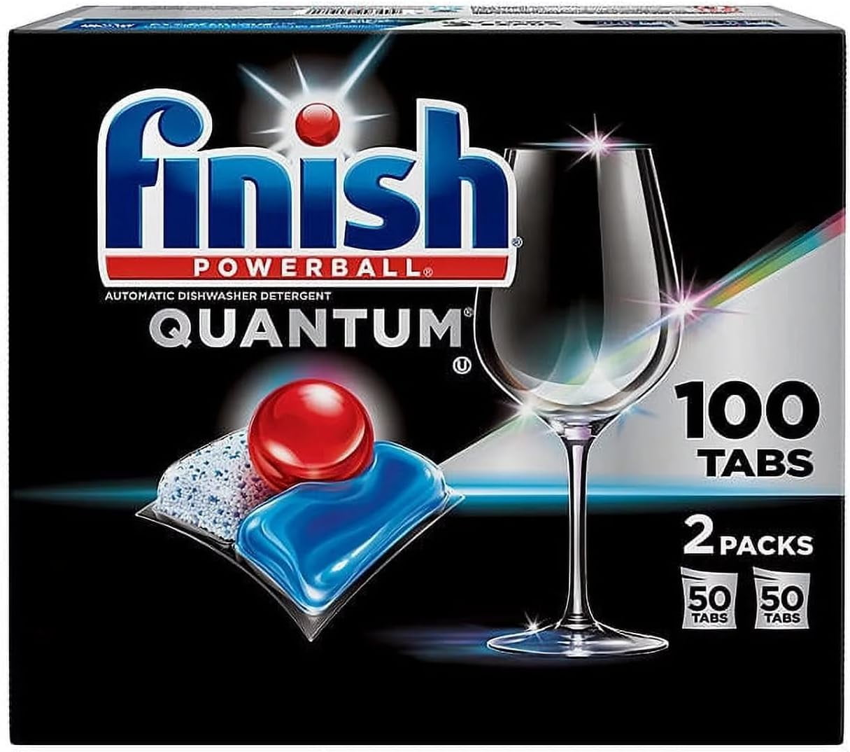 Finish Powerball Quantum Dishwasher Detergent Tabs, 100 count, 2 Bags ...