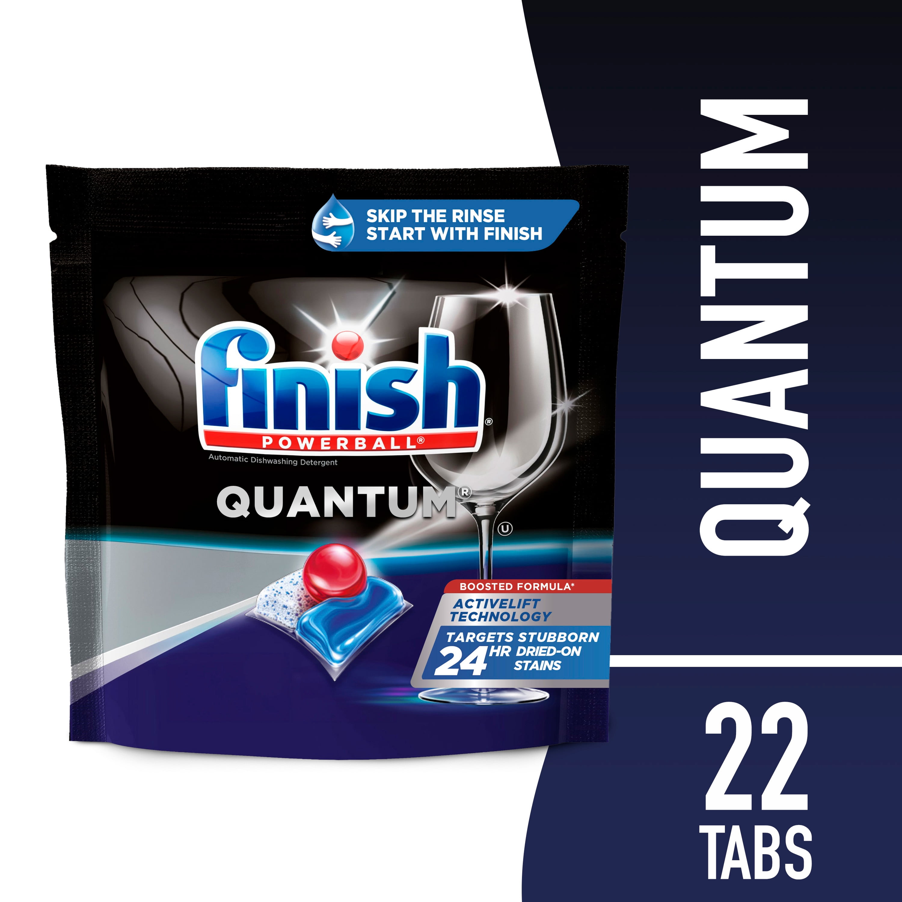 Finish Quantum Liquid Powerball, 22ct, Advanced Clean & Shine Dishwasher Detergent Tablets ...