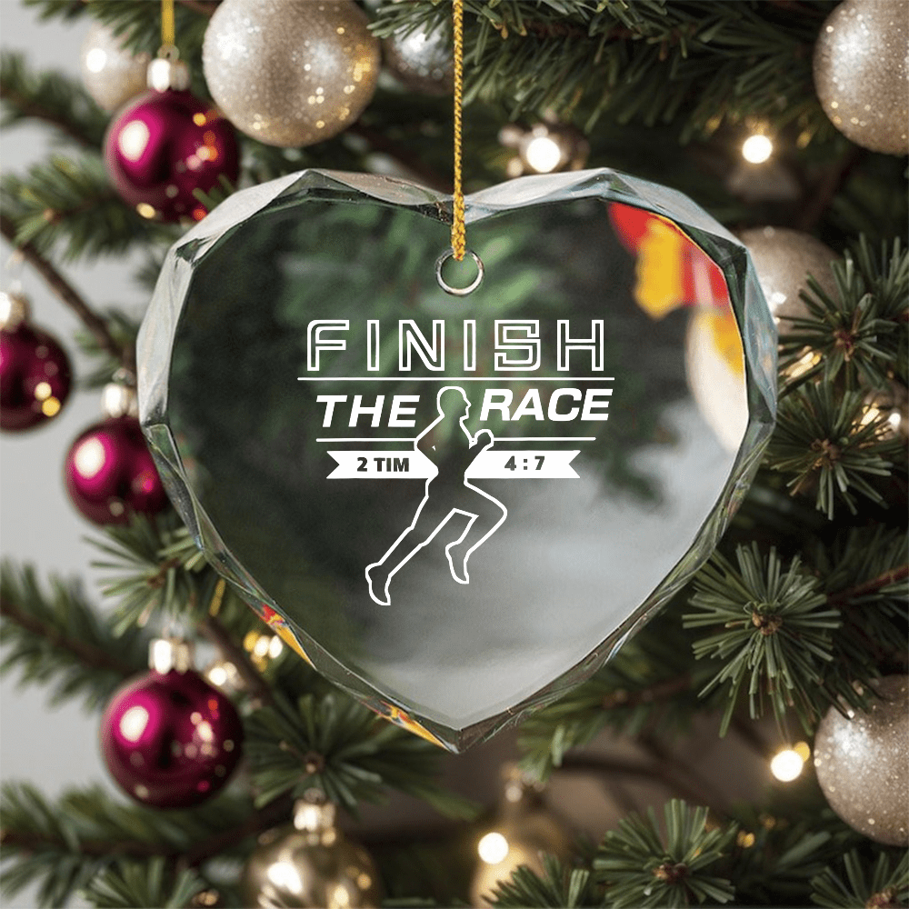 Finish The Race Sporty Christian Runner Athlete Bible Verse Ornament ...