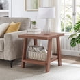 Finish Wood Veneer End Table With Open Storage Shelf Wide Angle Legs ...