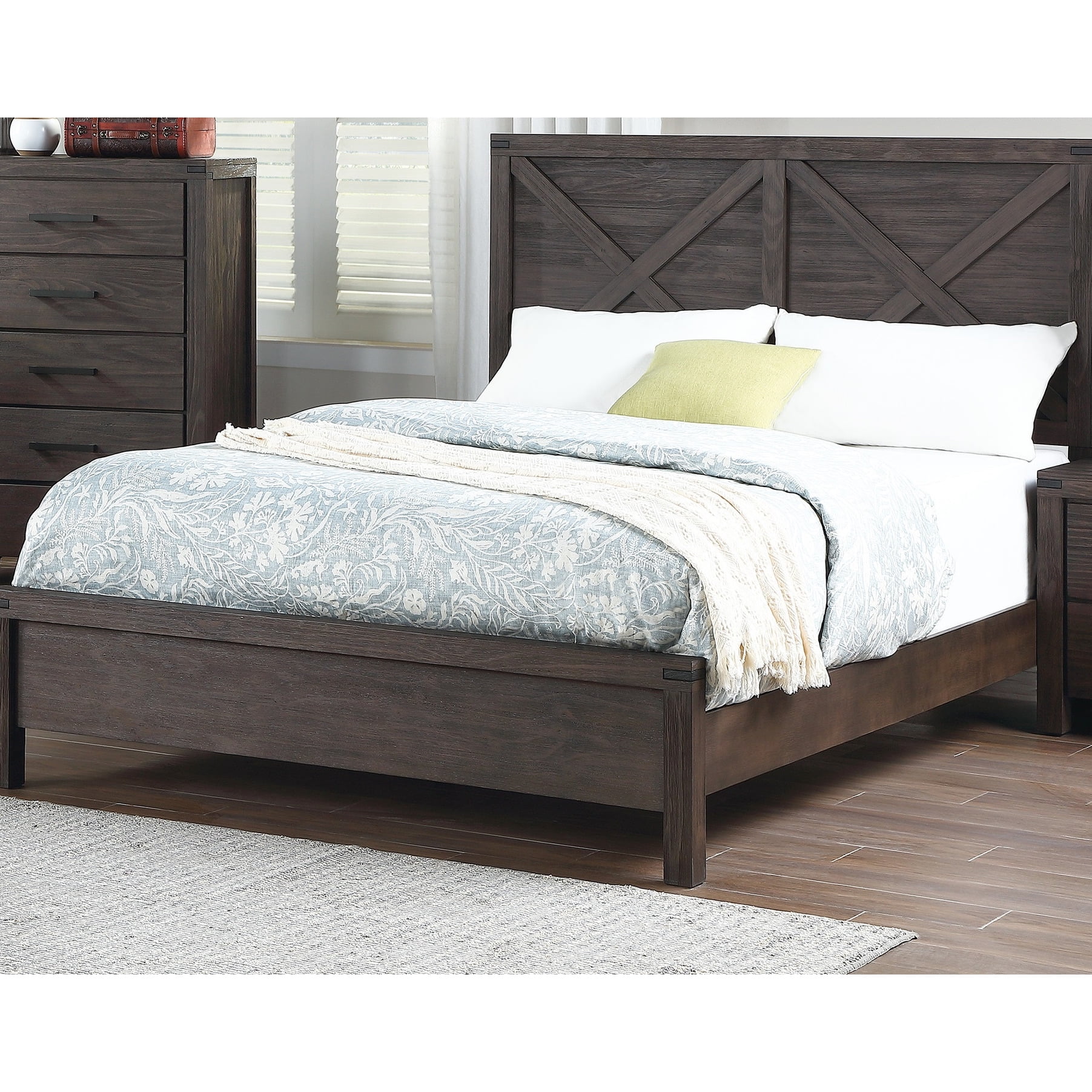 Finished Queen Size Bed, Rustic Contemporary With Headboard For Bedroom ...