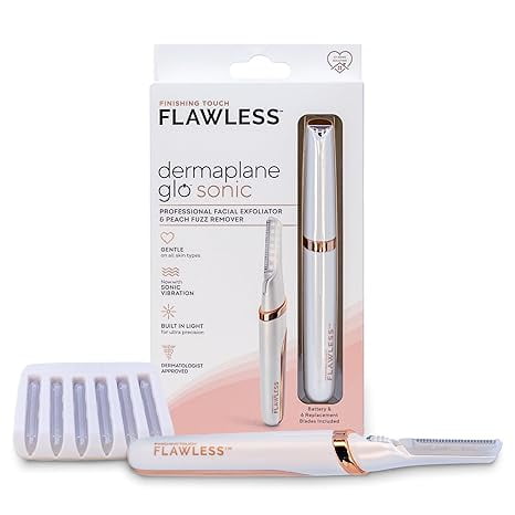 Finishing Touch Flawless Dermaplane Glo Sonic Lighted Facial Exfoliator ...