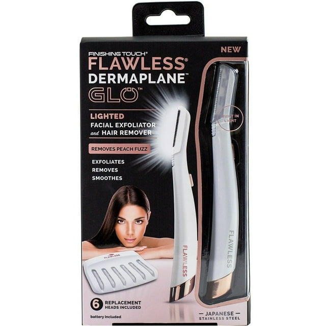 Finishing Touch Flawless Dermaplane Glow Facial Hair Remover & Peach ...