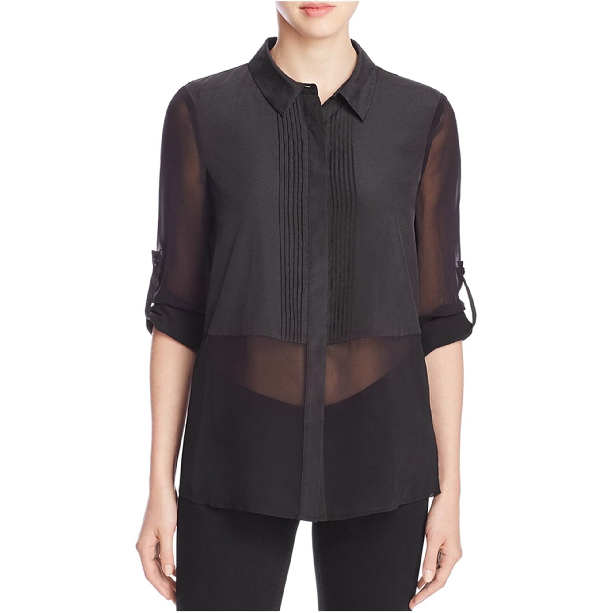 Finity Womens Pintuck Button-Down Blouse - Walmart.com