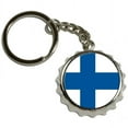 Finland Finnish Flag, Nickel Plated Metal Popcap Bottle Opener Keychain ...