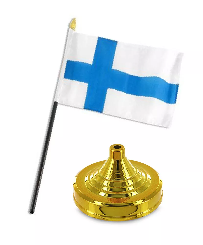 Finland Flag 4"x6" Desk Set Table Stick Gold Base - Walmart.com