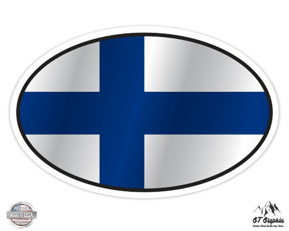 Finland Flag Oval - 3" Vinyl Sticker - For Car Laptop I-Pad Phone ...