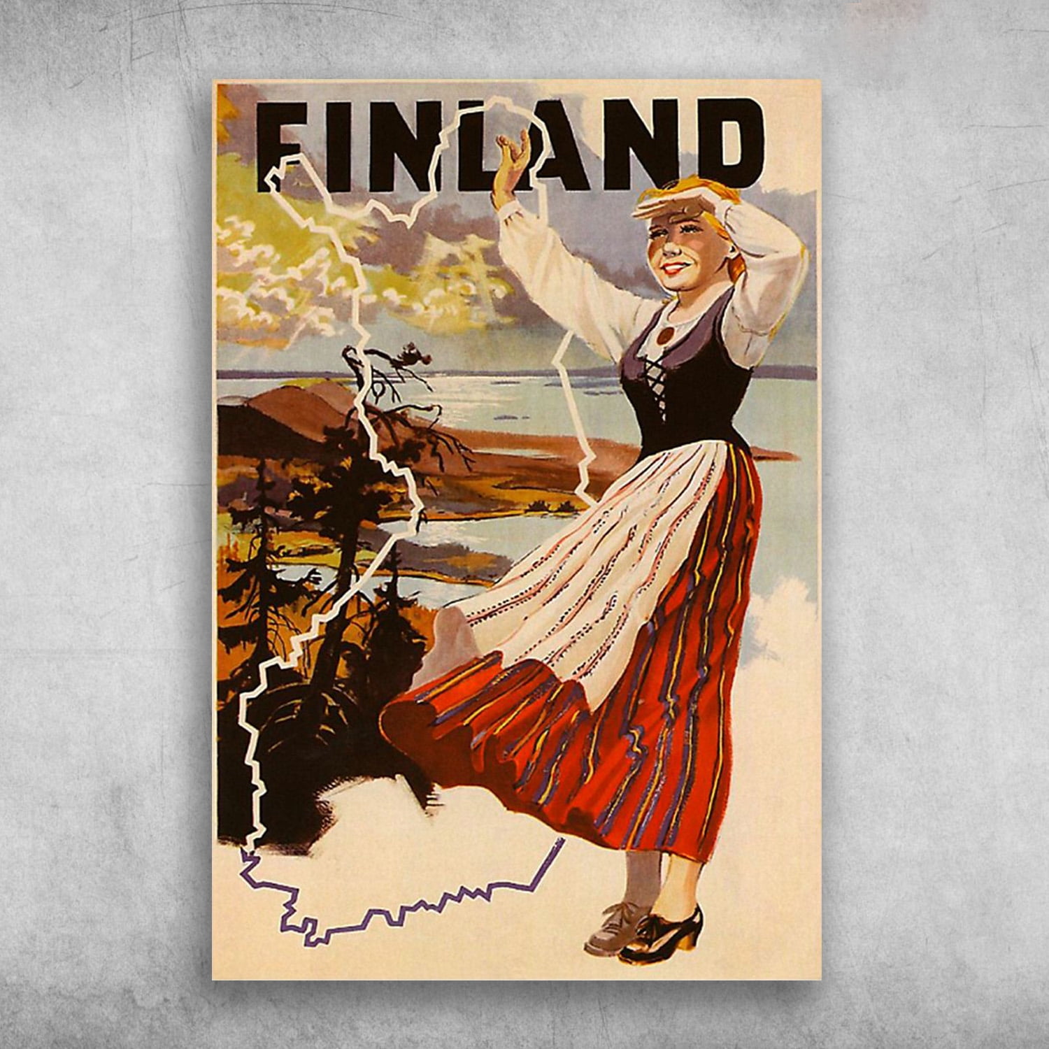 Finland Girl - The Mountain And Beach 16 x 24 Inch Poster - Walmart.com