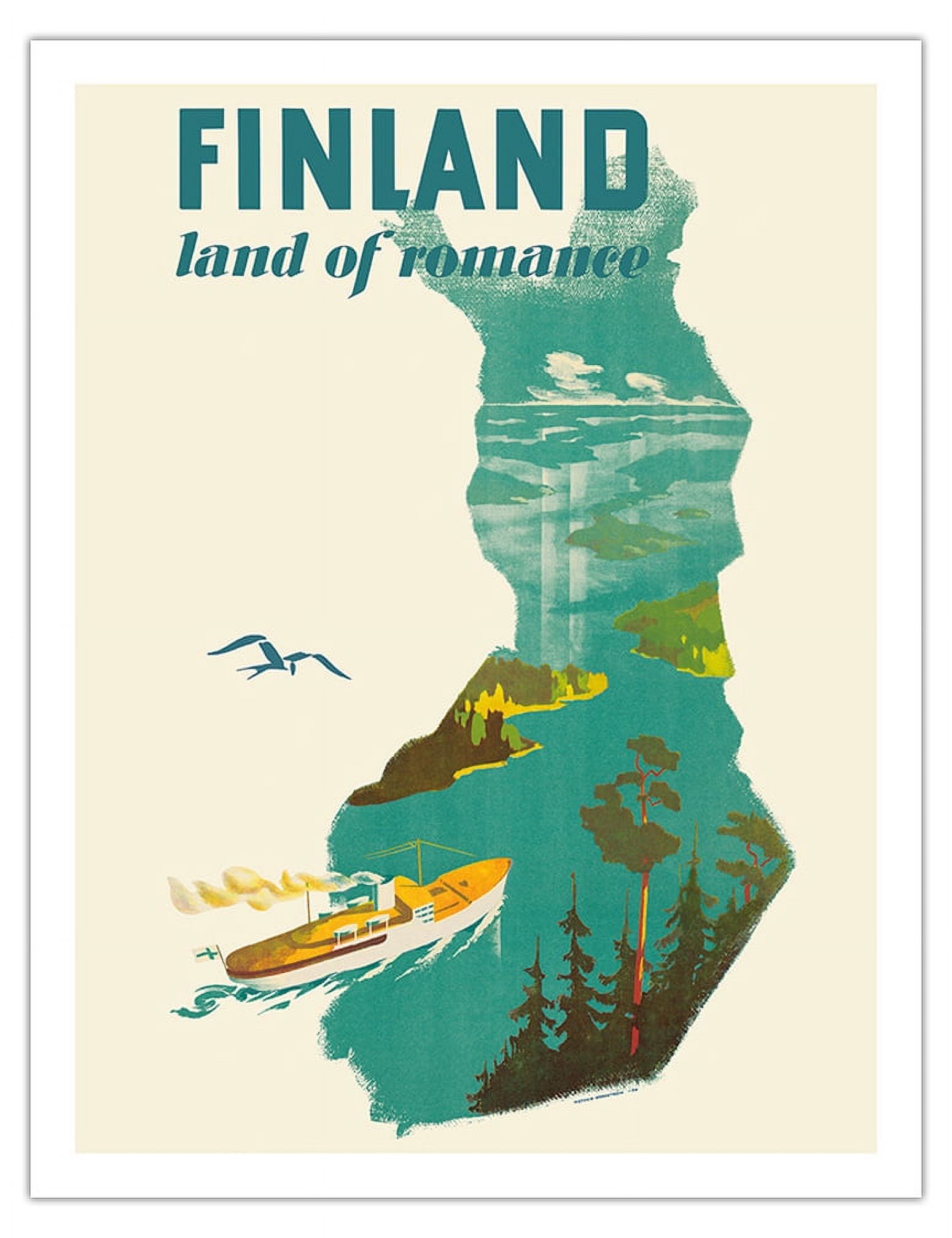 Finland - Land of Romance - Ship Cruising the Fjords - Vintage Travel ...