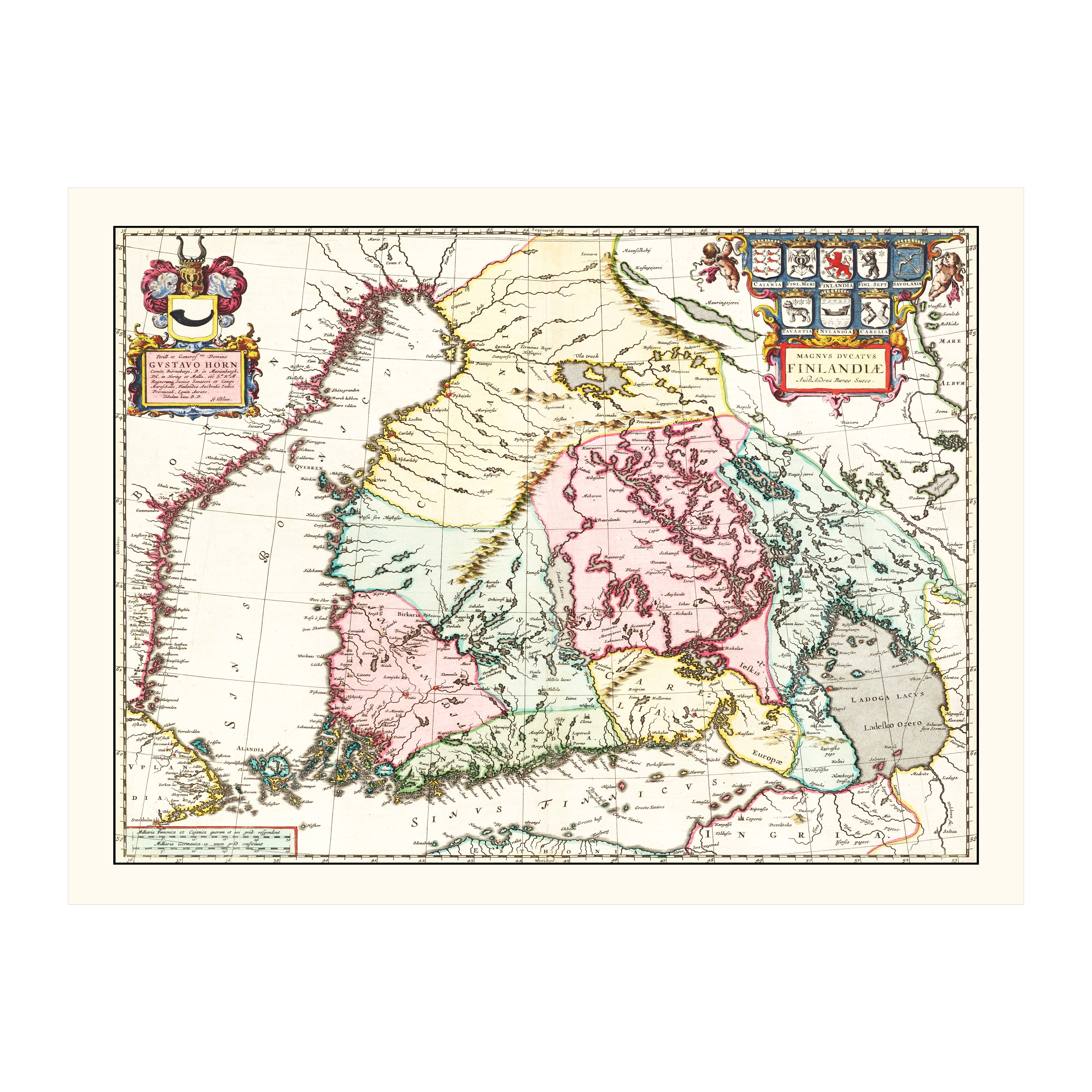 Finland Map, 1665 Vintage Map of Finland History Wall Decor Gift, Old ...