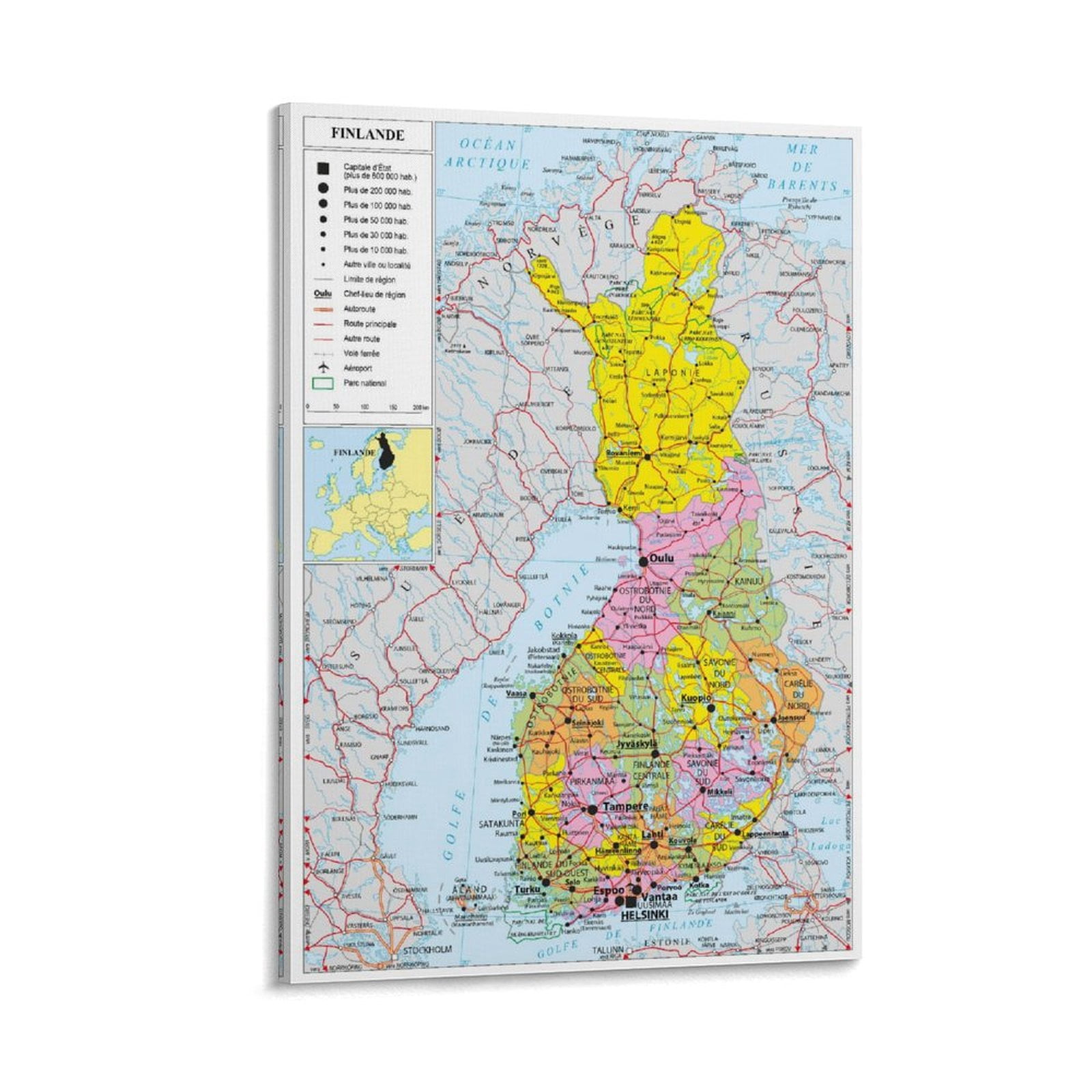 Finland Map Posters Posters Art Print Wall Photo Paint Poster Hanging ...