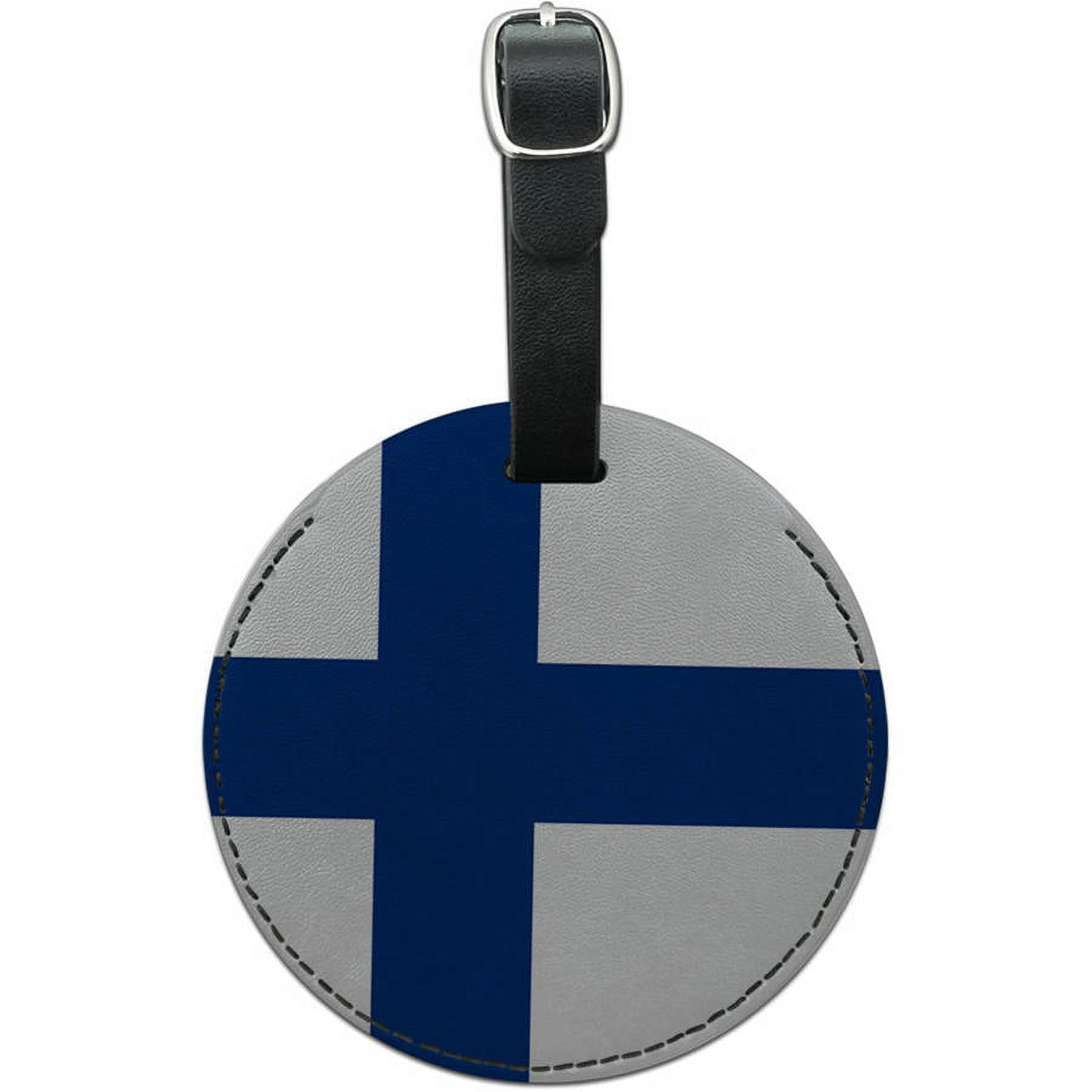 Finland National Country Flag Round Leather Luggage ID Tag Suitcase ...