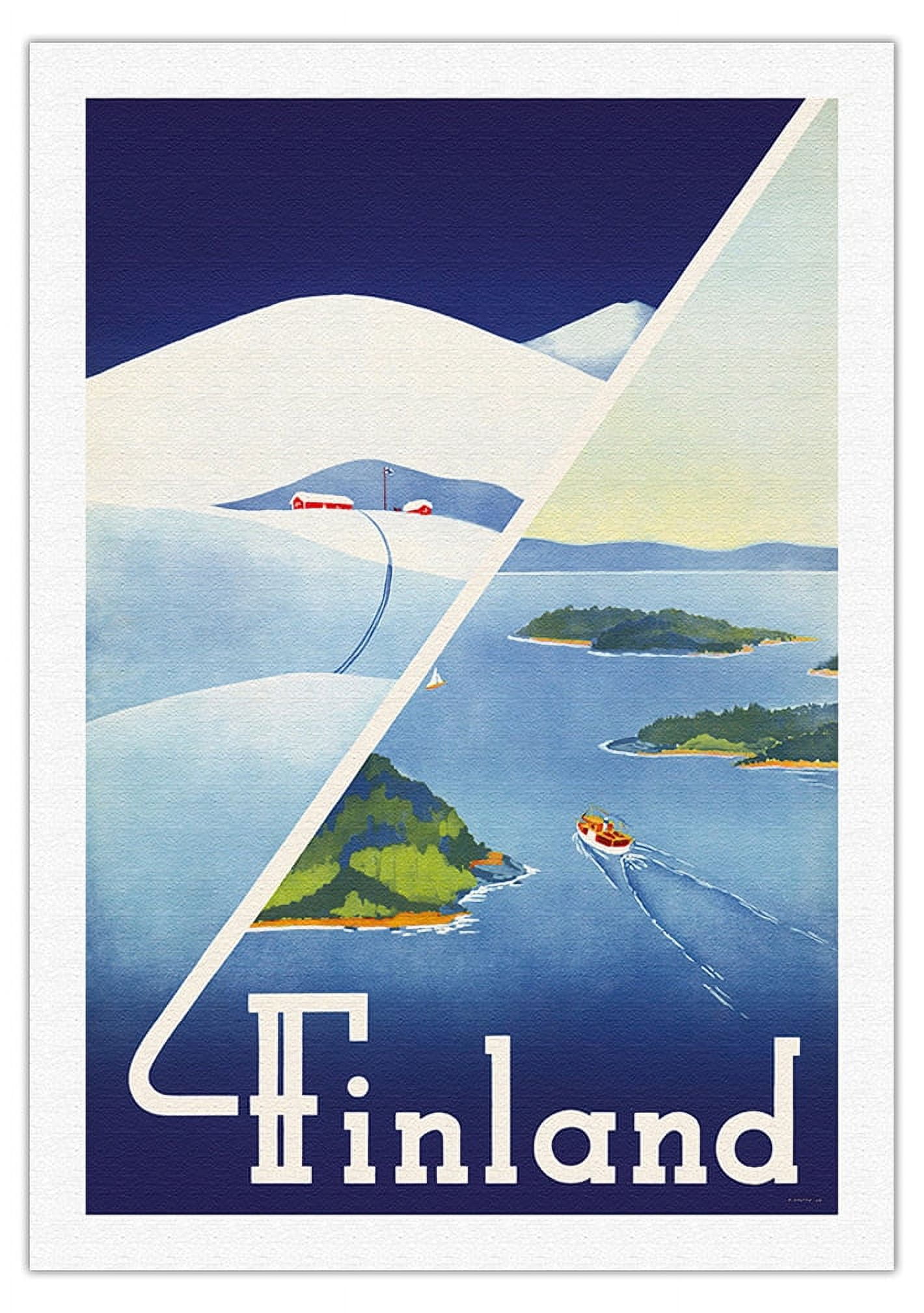 Finland - Summer and Winter in Finland - Vintage Travel Poster by Erkki ...