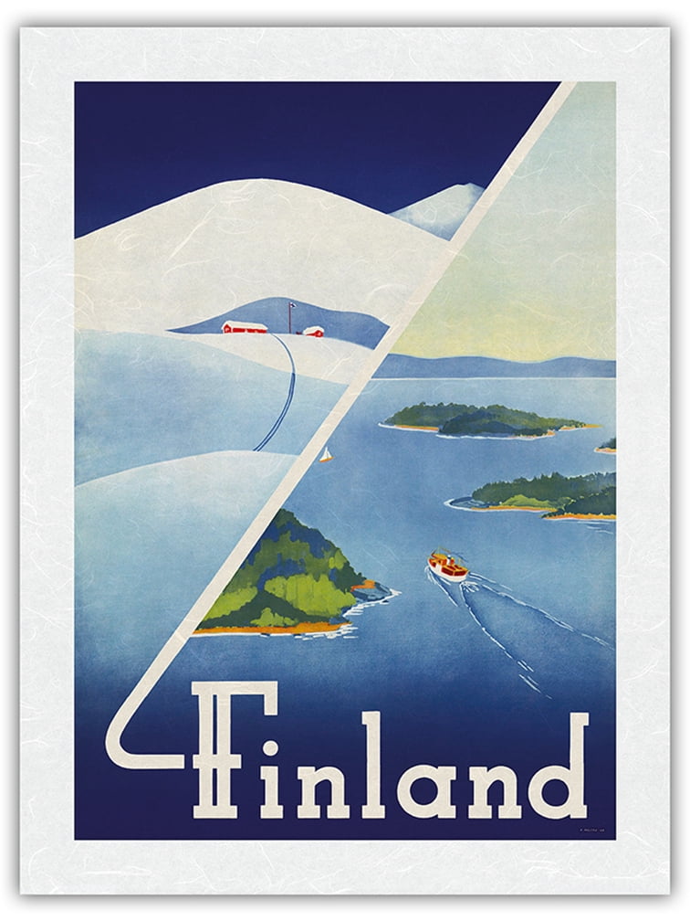 Finland - Summer and Winter in Finland - Vintage Travel Poster by Erkki ...