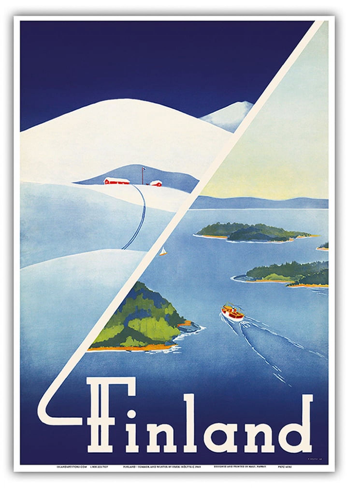 Finland - Summer and Winter in Finland - Vintage Travel Poster by Erkki ...