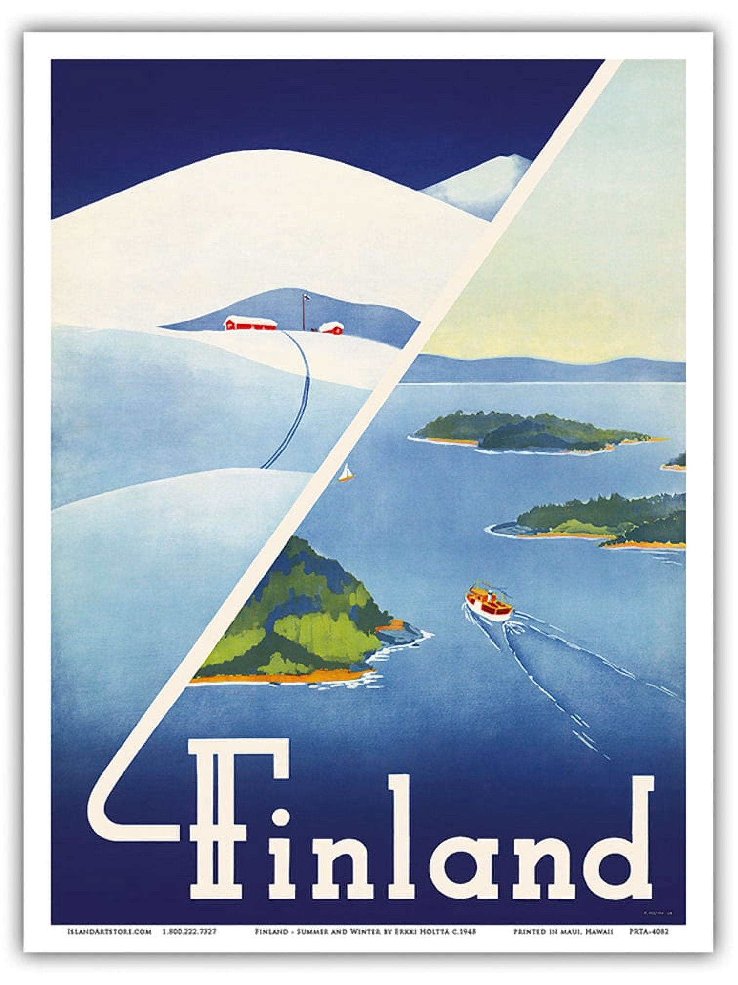 Finland - Summer and Winter in Finland - Vintage Travel Poster by Erkki ...