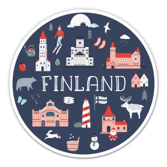 Finland Travel - 5" Vinyl Sticker - For Car Laptop I-Pad - Waterproof ...