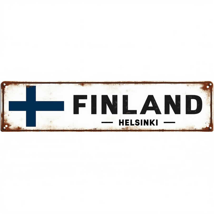 Finland Travel Tin Sign 16x4 Inch Finland Helsinki Design - Great for ...