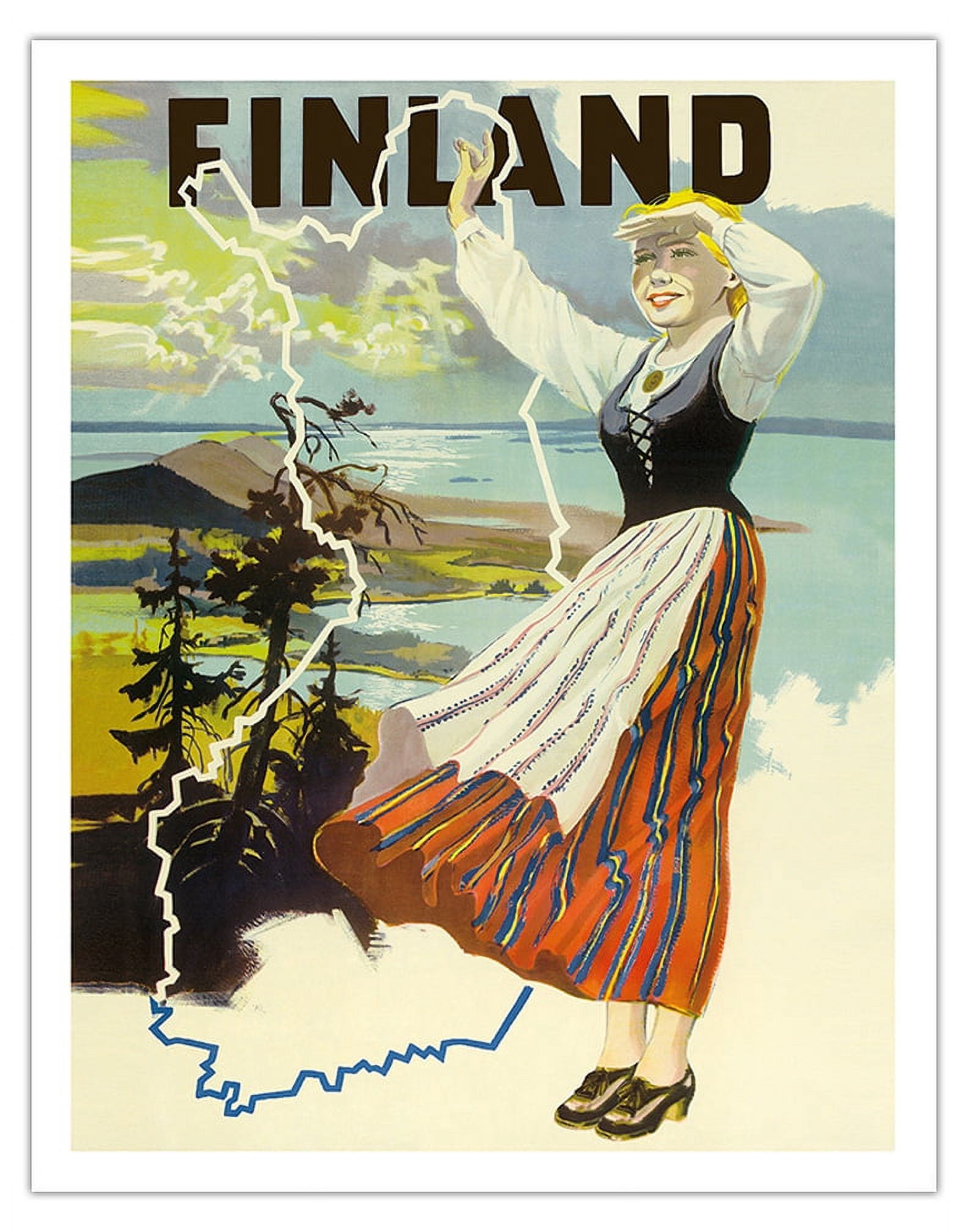 Finland - Vintage Travel Poster by Olavi Vepsäläinen c.1948 - Fine Art ...