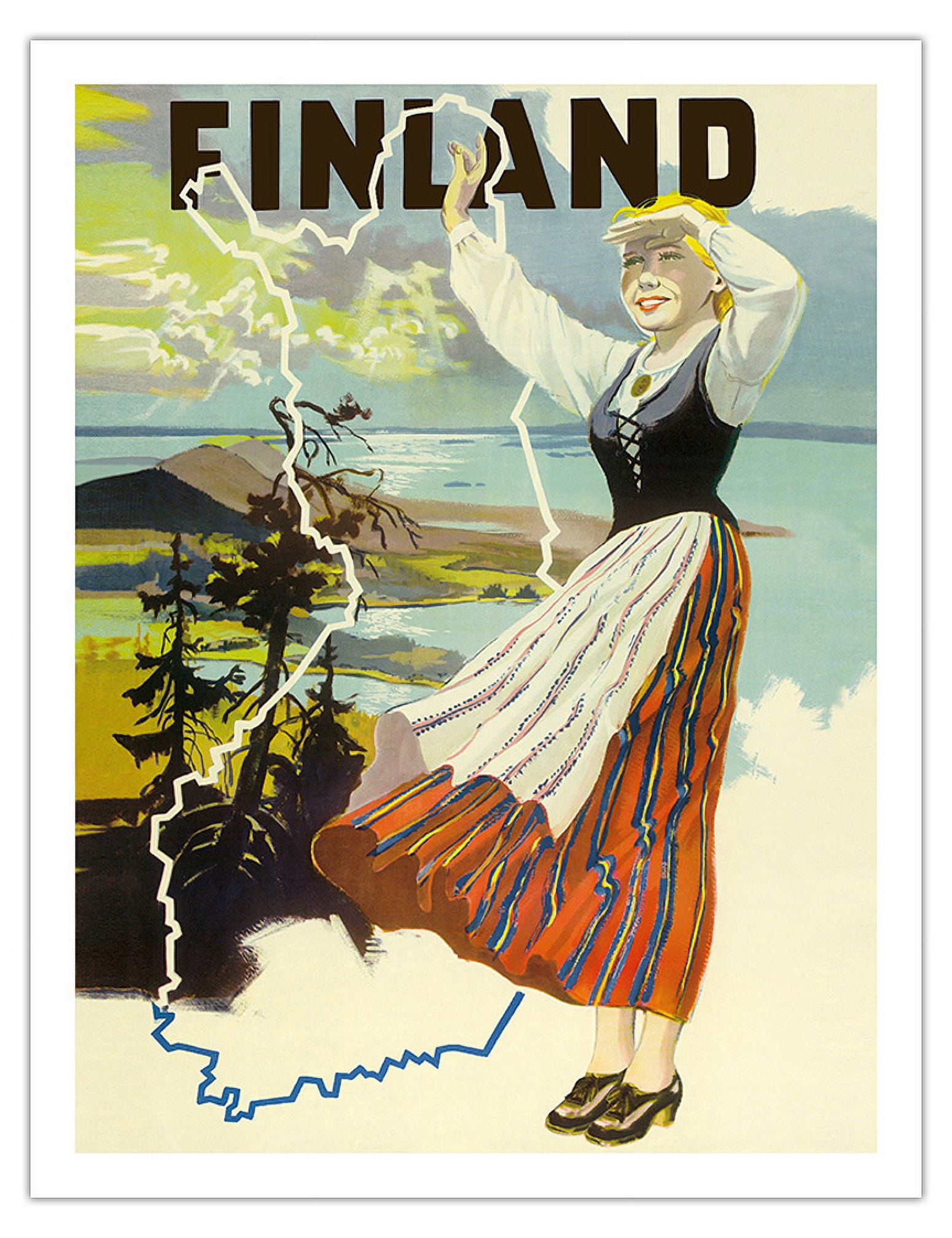 Finland - Vintage Travel Poster by Olavi Vepsäläinen c.1948 - Fine Art ...