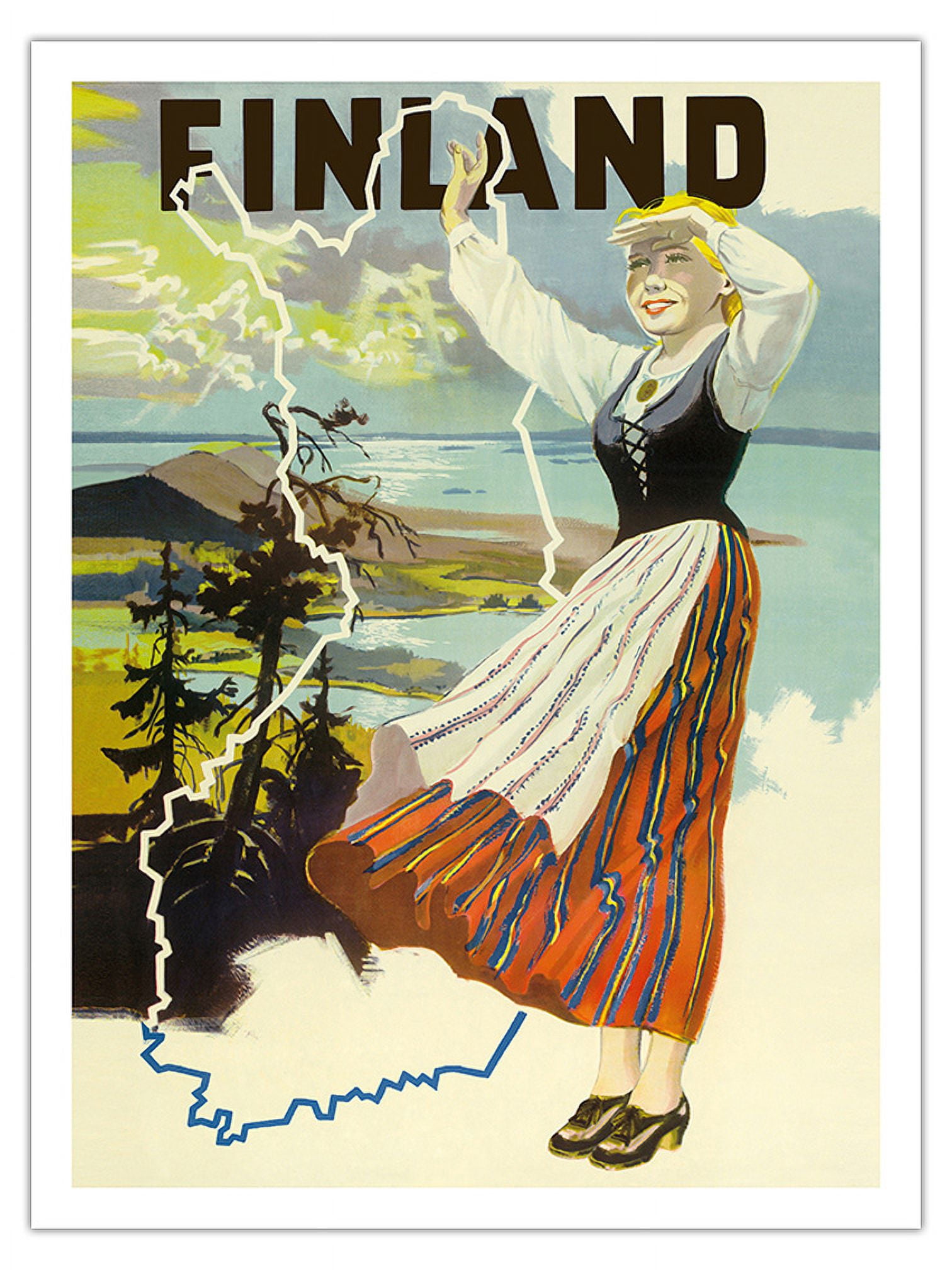 Finland - Vintage Travel Poster by Olavi Vepsäläinen c.1948 - Fine Art ...