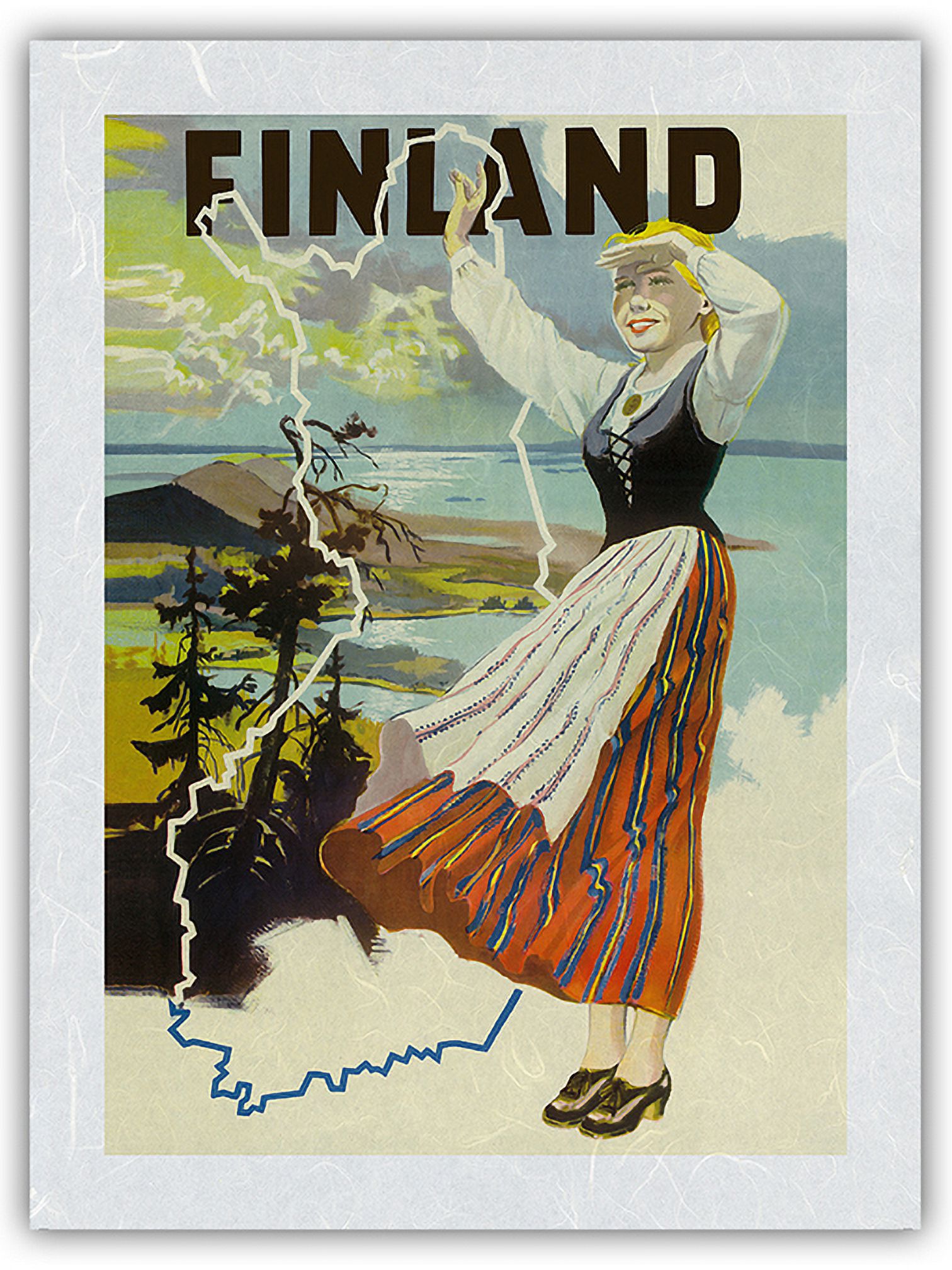 Finland - Vintage Travel Poster by Olavi Vepsäläinen c.1948 - Japanese Unryu Rice Paper Art ...